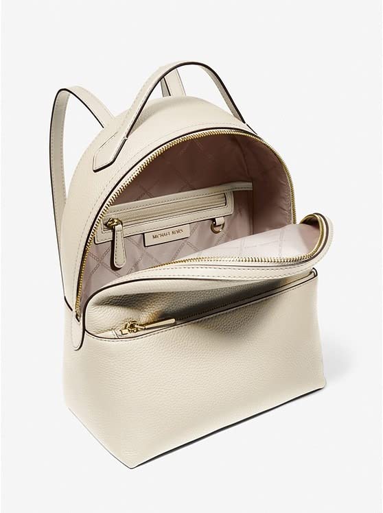 Michael Kors Valerie Medium Pebbled Leather Fashion Backpack (Lt Cream)