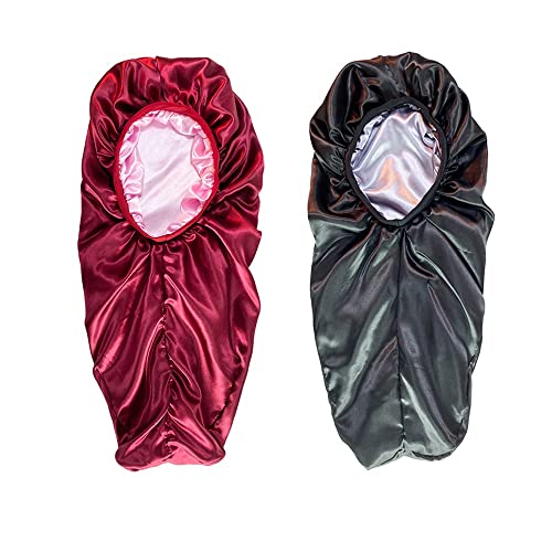 ZCGDP Double Layer Silky Bonnet Cap Wide Elastic Band Satin Nightcap (Color : D, Size : 1)