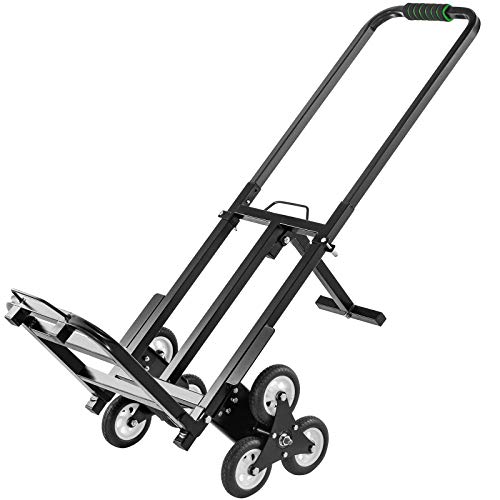 VEVOR Stair Climbing Cart 330lbs Capacity, Portable Folding Trolley with 6 Wheels, Stair Climber Hand Truck with Adjustable Handle for Pulling, All Terrain Heavy Duty Dolly Cart for Stairs
