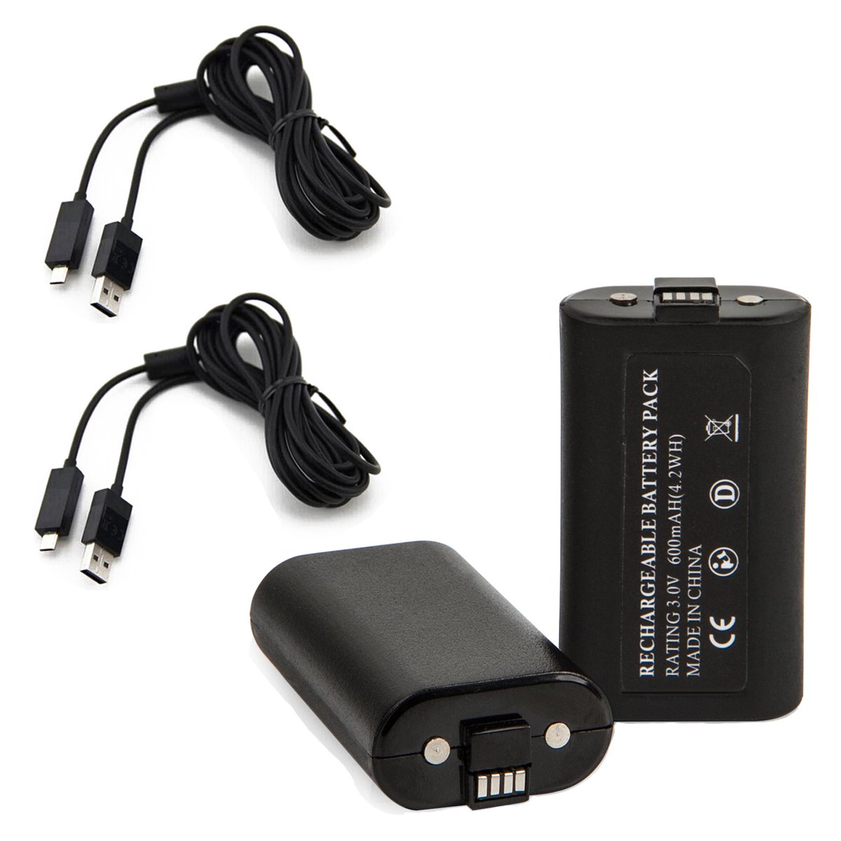 Megadream X-One Controller Battery Kit, Dual 600mAh Rechargeable Battery Pack with 8.2ft USB Charging Cable and Charged/Charging Indicator LED Light for X-One, Slim, Elite & X, with Charge Cable