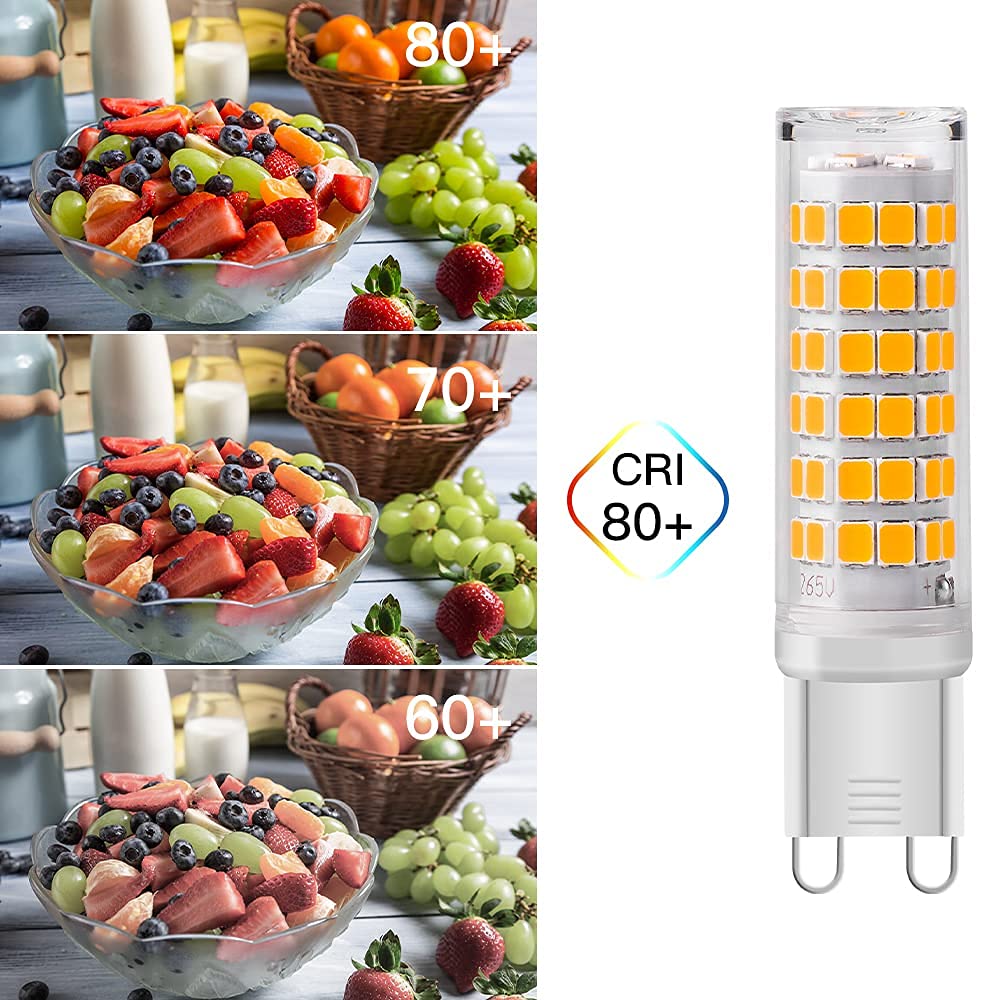 SBOJZM 5 Pack No-Dimmable G9 LED Bulbs 7W 3000k Soft Warm White, 75W Halogen Equivalent, G9 Bi Pin Ceramic Base, T4 Chandelier Light Bulbs 110V-220V No-Flicker 500 Lumen 360°Beam Angle