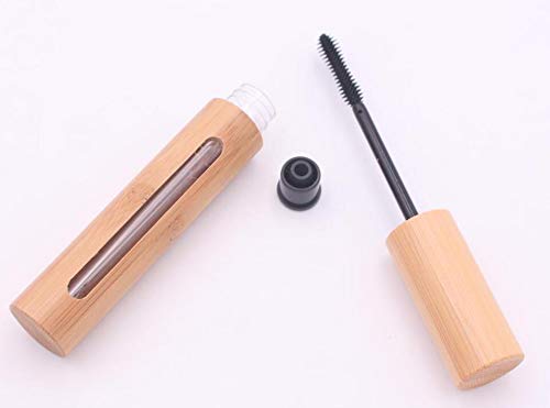 NATUWORLD 2Pcs 6ml Bamboo Mascara Tube Bottles Refillable Empty Eyelash Container Vials with Eyelash Wand and Plug for Castor Oil Eyelash Growth Oil DIY Mascara Travel Bottles Makeup Beauty Tools