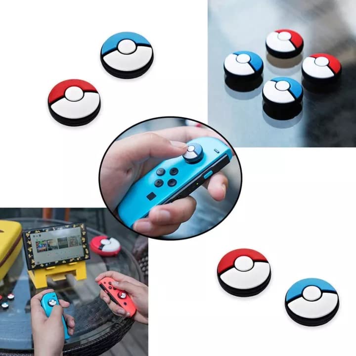 Switch Thumb Grips Joystick Caps for Nintendo Switch/OLED/Switch Lite, Cute Kawaii Silicone Joycon Thumb Grip Caps for Joycon Switch Controller - Red & Blue 4PCS