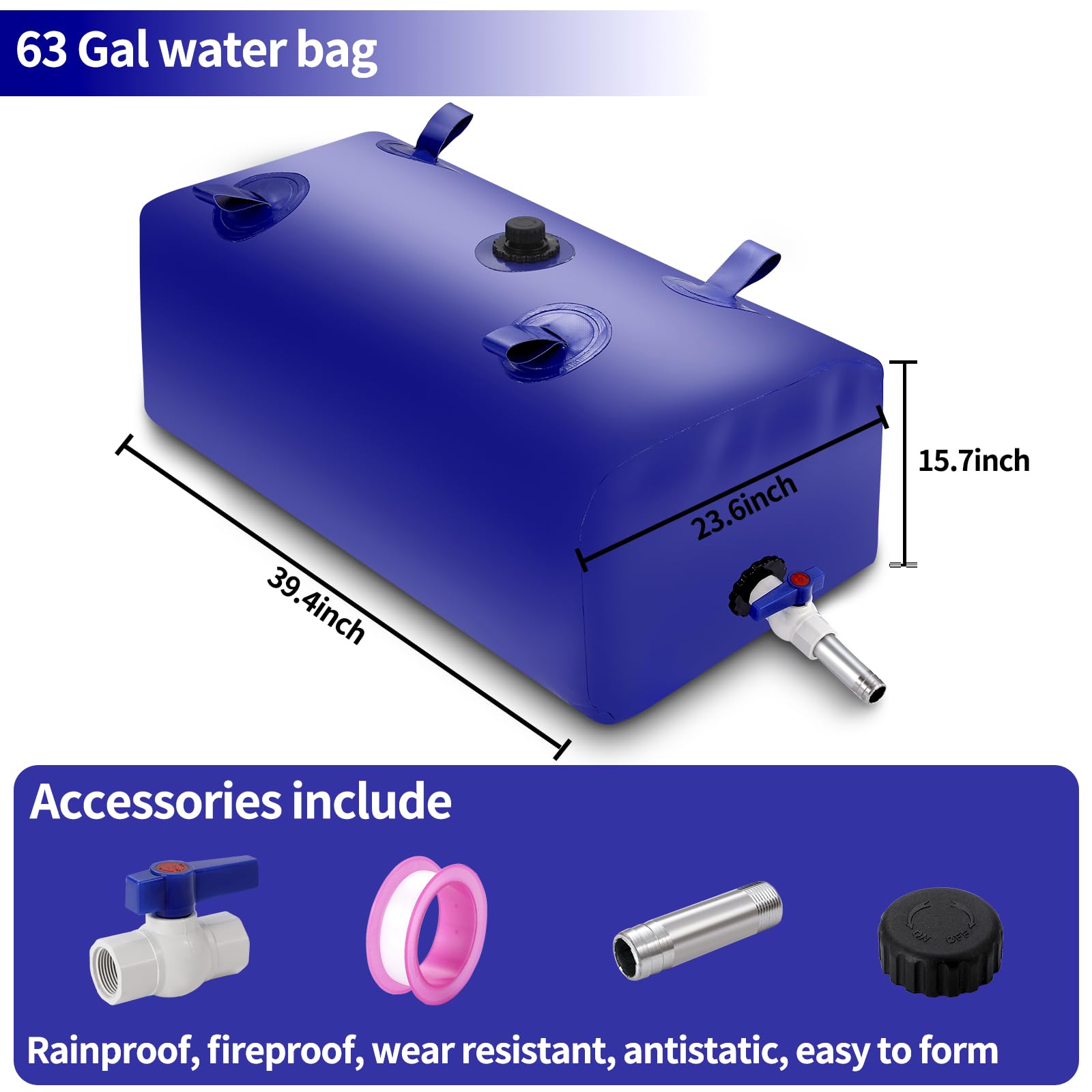 Large Capacity Water Storage Bladder Containers, Bladder Tank for Drought Resistance, Fire Prevention, Emergency Water, Agricultural Irrigation Outdoor (240L/63Gal, Blue)