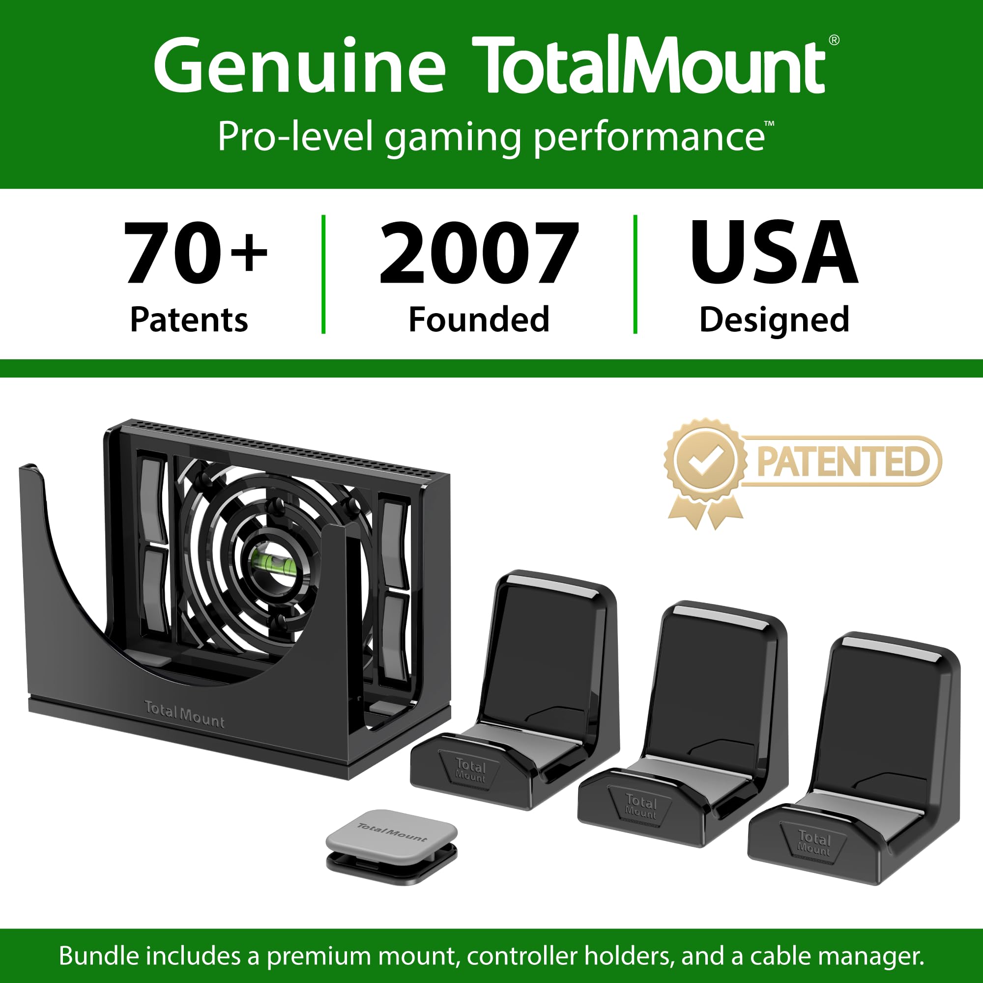 TotalMount β Wall Mount for Xbox Series S β Mounts Xbox Series S on a Wall by Your TV (Black Wall Mount and 3 Controller Holders)