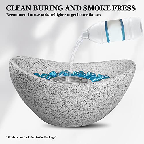 Table Top Fire Pit Bowl – Concret Tabletop Fire Bowl for Indoor and Outdoor, Portable Personal Fireplace Rubbing Alcohol for Patio Coffee Table Decor
