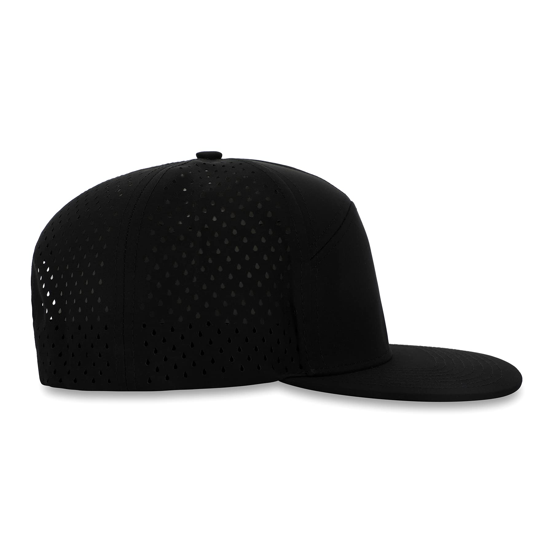 Salt Mafia 7-Panel Flat Brim Water-Resistant Performance Snap Back Hat, Blackout