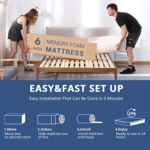 wOod-it Twin Mattress, 6 inch Mattress Twin Size Memory Foam in A Box for Cooling Gel Medium Firm Bunk Trundle Bed(6 inch)