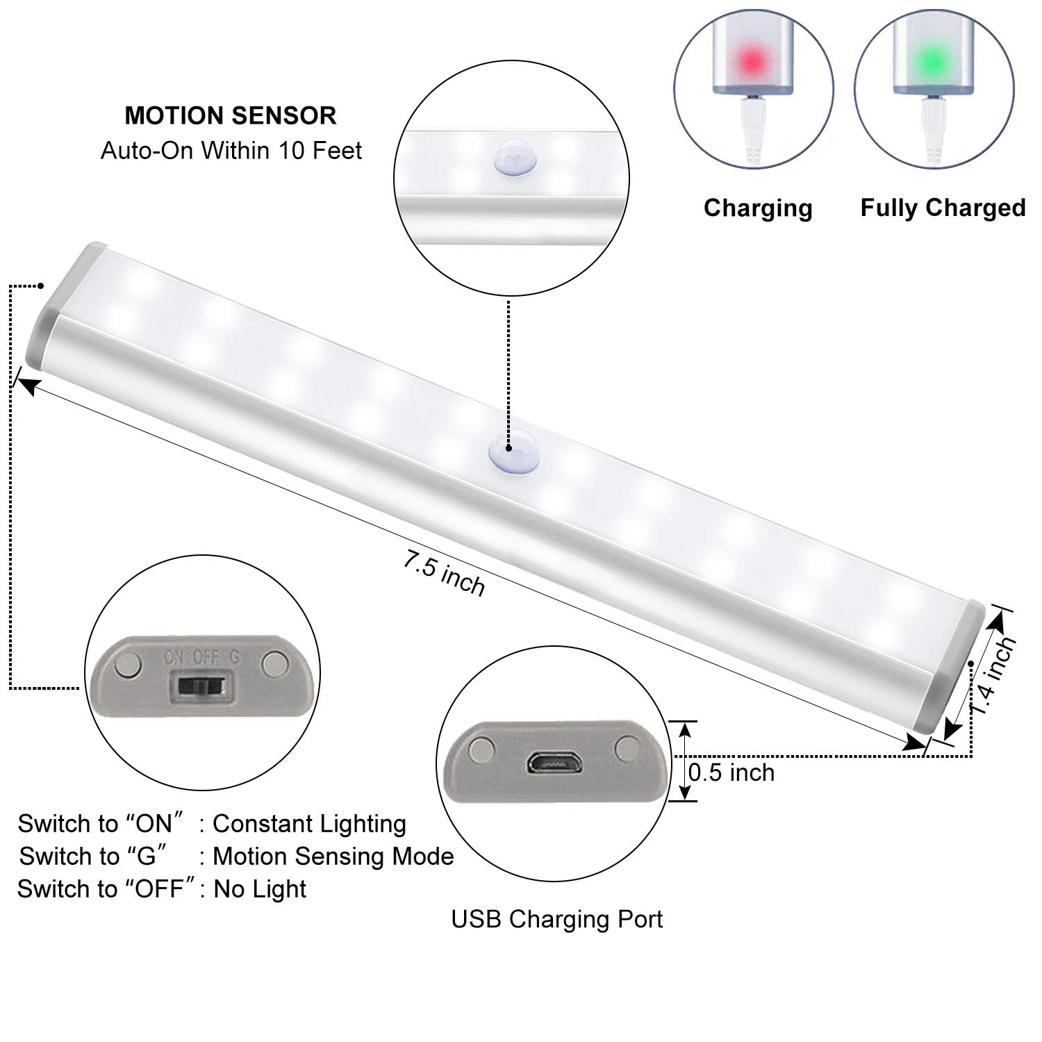 LEPOTEC 20 LED Under Cabinet Kitchen Lighting Battery Powered Lights, Wireless Under Counter Light, Closet Lights, Night Light Hallway Light Stairs Lights,LED Motion Sensor Light (3 Pack)
