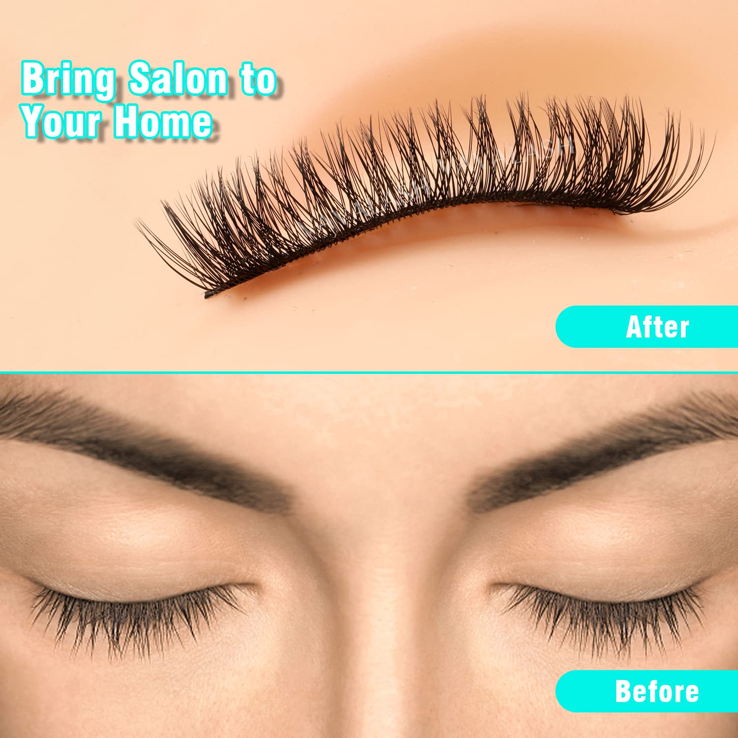 VAVALASH Individual Cluster Lashes 140 PCS DIY Eyelash Extension Light and Soft Faux Mink Slik Lash Clusters Easy Full Lash Extensions DIY at Home (V08,D Curl-Mix)