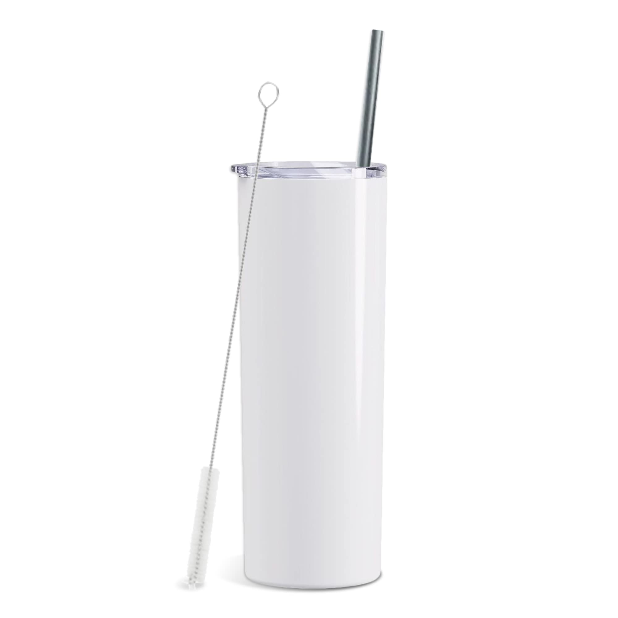 ProSub 20oz Straight Skinny Tumbler AAA Sublimation Blanks White - 12 Pack with Lids, Straws, Base Pads, White Boxes