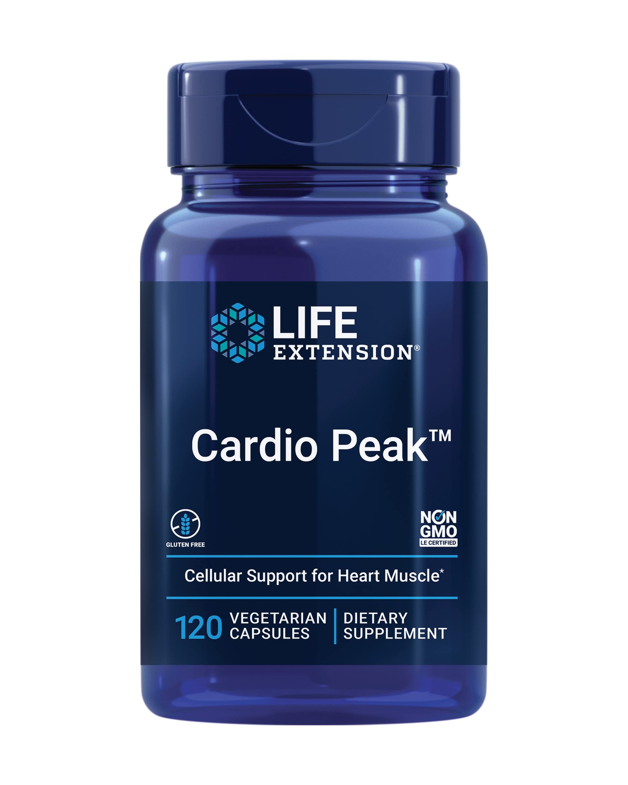 Life Extension Cardio Peak - Hawthorn Extract (Leaf, Flower, Stem) Supplement with Arjuna Extract for Heart Health Support - Twice Daily - Gluten Free, Non-GMO, Vegetarian - 120 Capsules