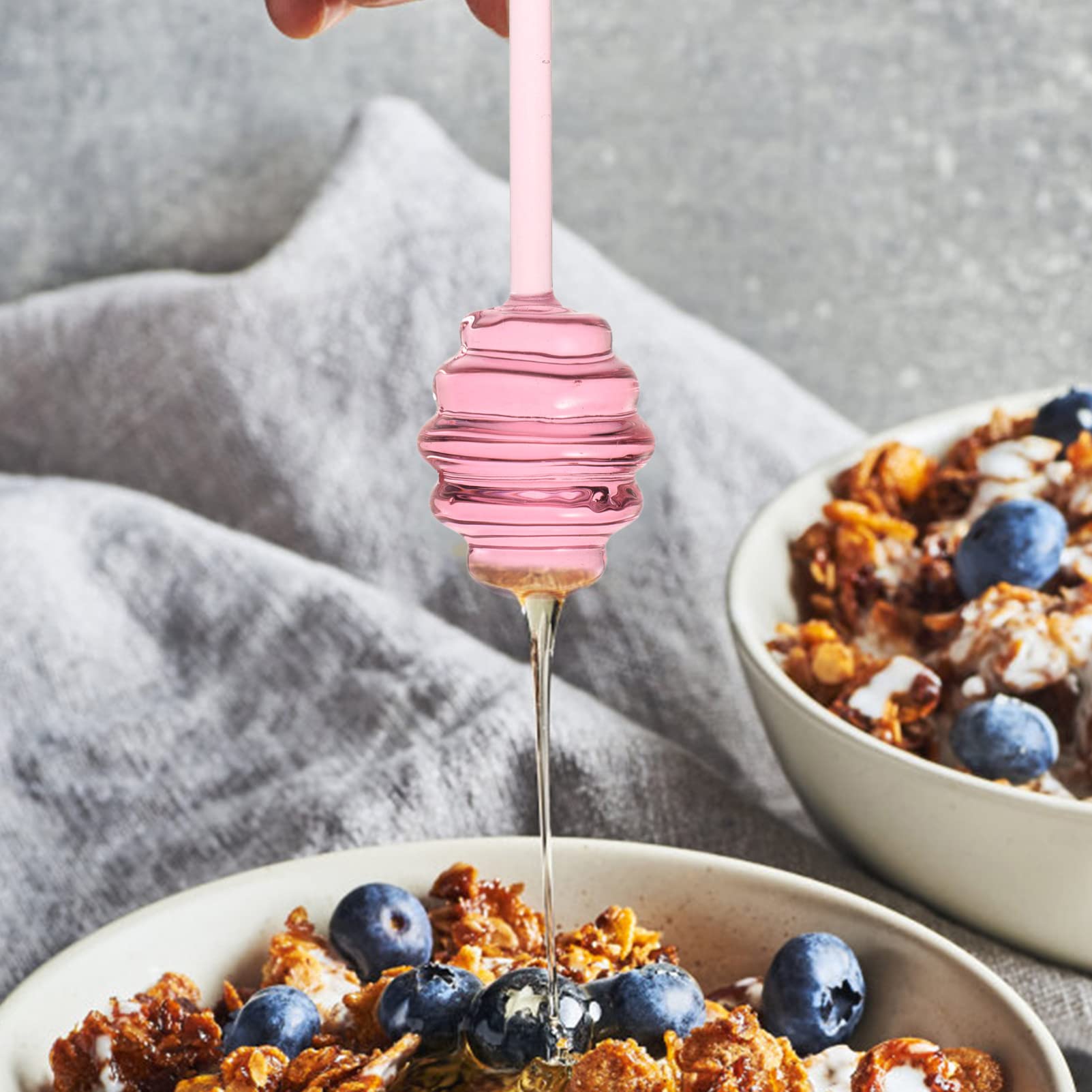 SHERCHPRY Glass Pot Honey Stirring Stick Glass Honey Dipper Honey Stir Stick Honey Server Spoon Jam Dipper Syrup Stirrer Honey Dispenser Honey Pot