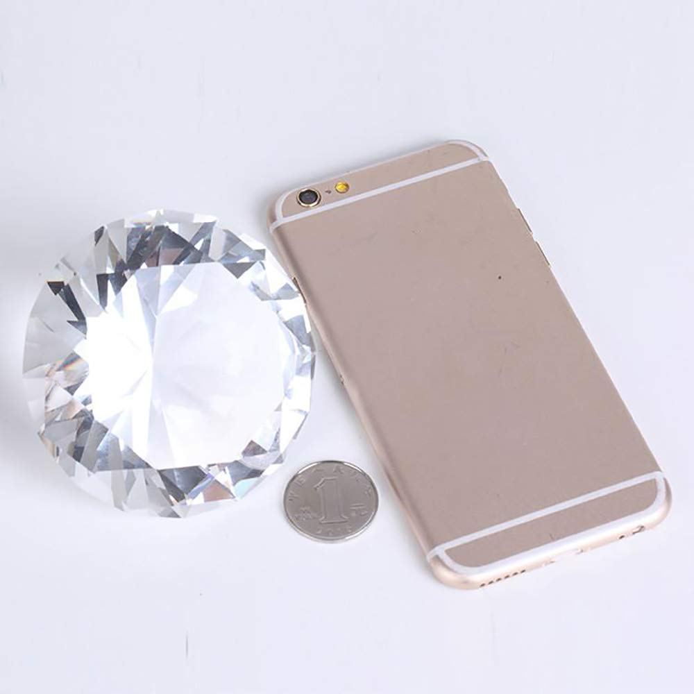Large Crystal Diamond Paperweight with Stand Jewels Wedding Decorations Centerpieces Home Decor 3.15 inch (Clear)