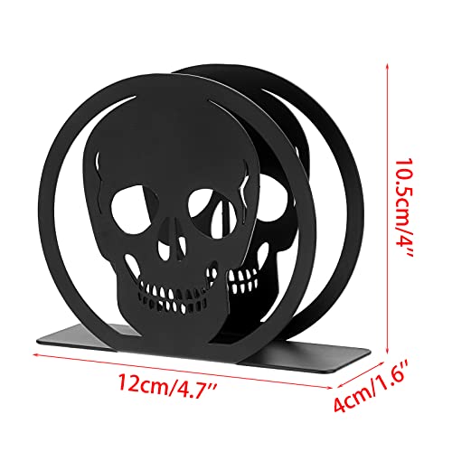 Sumnacon 2Pcs Metal Napkin Holders - Stylish Cocktail Napkin Holders for Tabletop Kitchen Countertop Dining Table, Decorative Guest Towel Holders for Picnic Party Wedding Dining, Black Skull