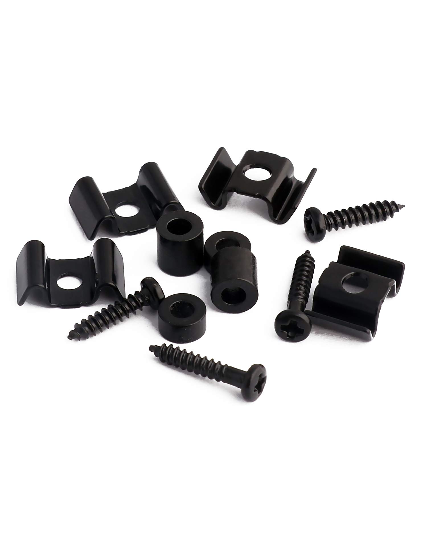 Metallor Guitar String Trees String Retainer Guides Compatible with Strat Tele Style Electric Guitar Bass Parts Replacement Pack of 4pcs with Mounting Screws Black.