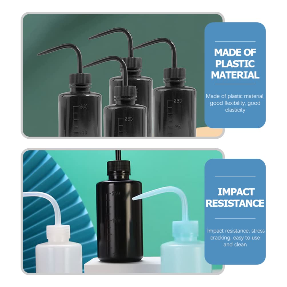 Wash Bottles 4pcs 250ml Plastic Squeeze Bottles Water Squirt Bottles - Diffuser Bottles for Lab Use Cosmetic Jam - Black