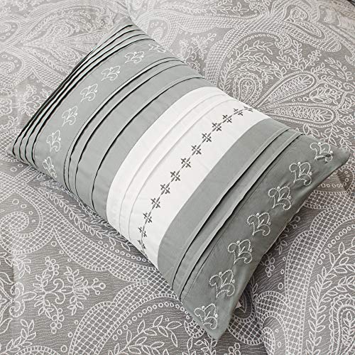 Madison Park Averly 7 Piece Comforter Set, Grey, Cal, California King (104 in x 92