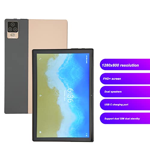 Tablet 10 inch, 1080p FHD IPS Screen, Octa Core, 2.4/5.0 GHz WiFi Tableta with, 4GB RAM 128GB ROM, 5MP 8MP, GPS, SIM, 7000mAh, Gold