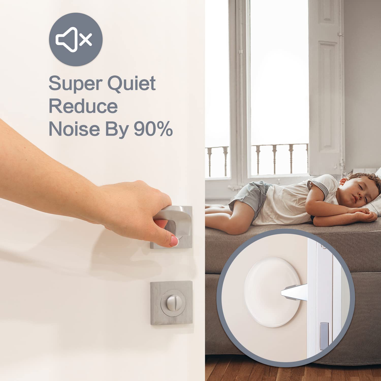 Large Door Knob Wall Protector 3.15β, 6pcs Clear Door Stopper Wall Protector with Strong Self Adhesive, Soft Silencer Door Bumpers for Home and Office
