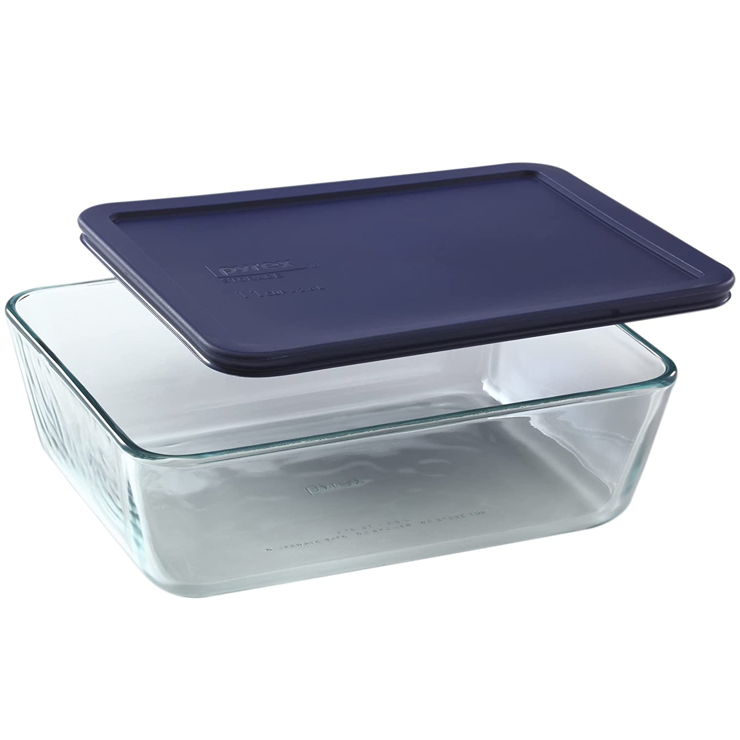 Pyrex (1) 7212 11-Cup Glass Dish & (1) 7212-PC Dark Blue Lid Made in the USA