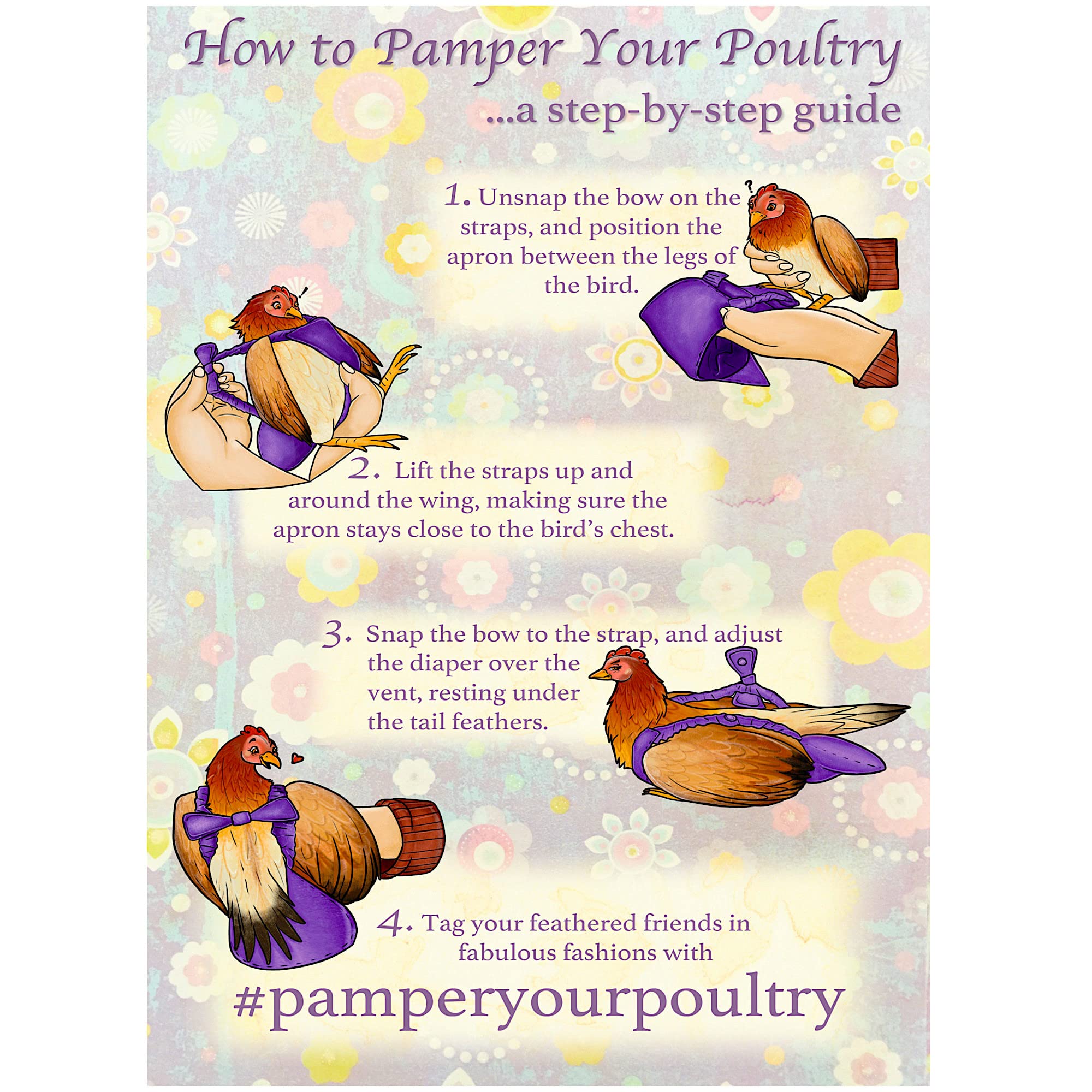 Washable Chicken Diapers for Hens or Roosters - Fashionable Nappy - Pet Chicken Diaper (Fall Bounty, Small)