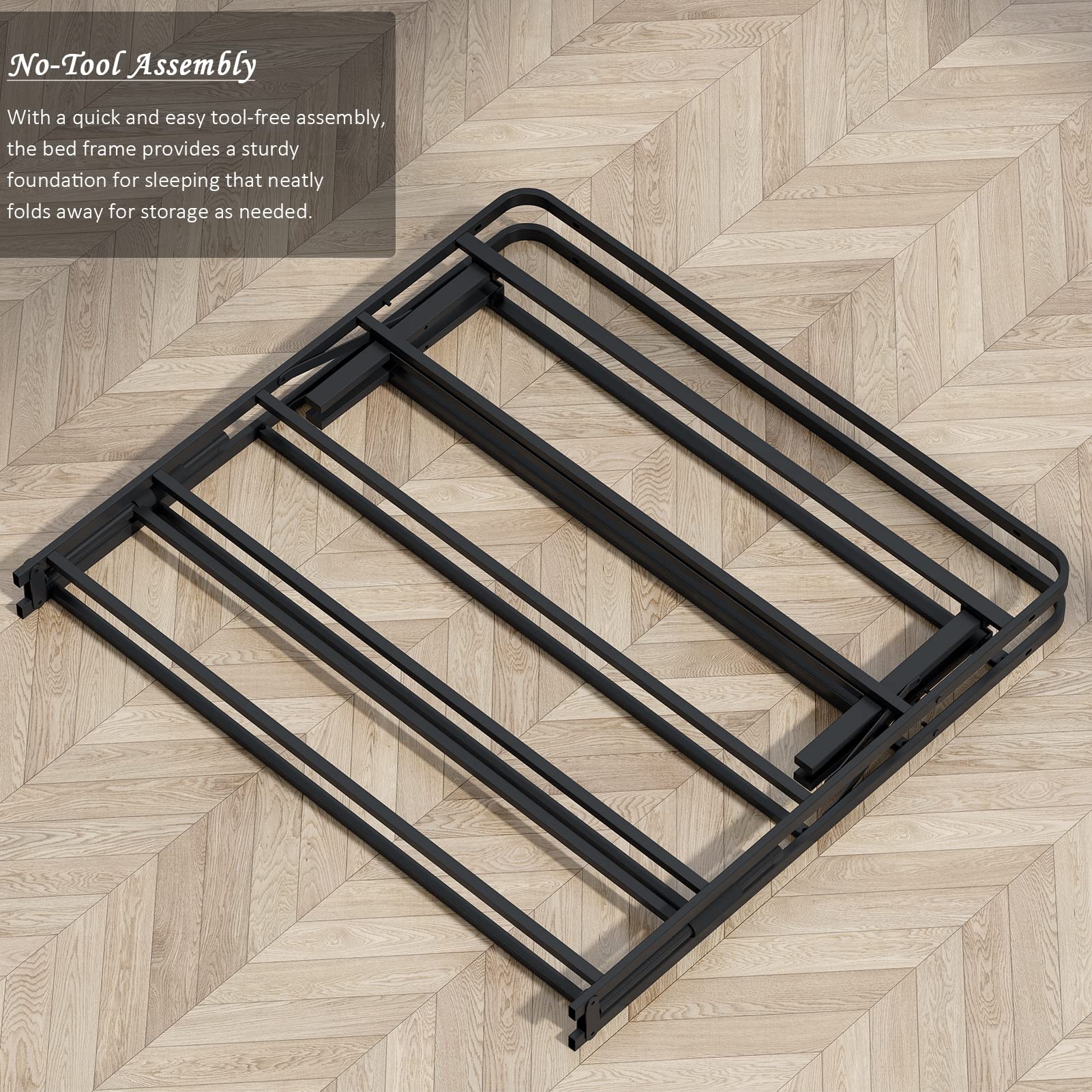 Mashomdec Full Size Bed Frame, Tool-Free Assembly Mattress Foundation / 14 Inch Metal Platform Bed Frame/No Box Spring Needed/Underbed Storage, Black