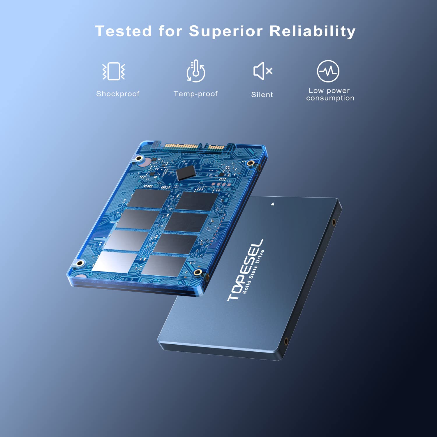 TOPESEL SATA III SSD 2.5", 128GB ssd,2.5 inch ssd up to 500MB/s Internal Solid State Drives,for Laptop,Tablet,Desktop,PC