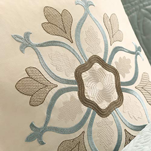 Madison Park Cozy Comforter Set Casual Modern Design All Season, Matching Bed Skirt, Decorative Pillows, Queen(92"x96"), Blue, 9 Piece (MP10-458)