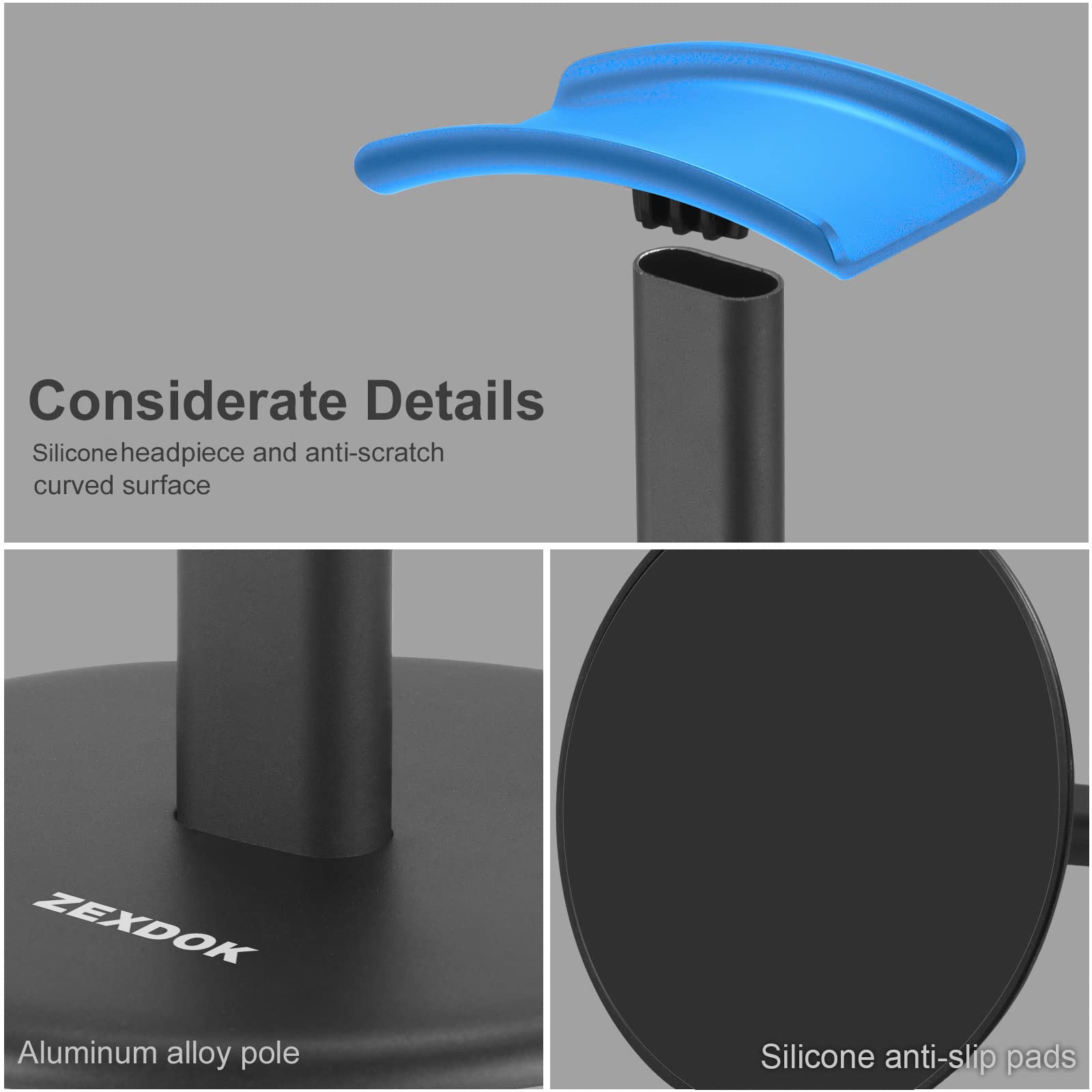 ZEXDOK 𝐇𝐞𝐚𝐝𝐩𝐡𝐨𝐧𝐞 𝐒𝐭𝐚𝐧𝐝 for Desk, Gaming Headset Stand, PC Gaming Headset Stand,Earphone Stand with Non-Slip Pad in Base, Suitable for Gamer Desktop Table Game Earphone Accessories