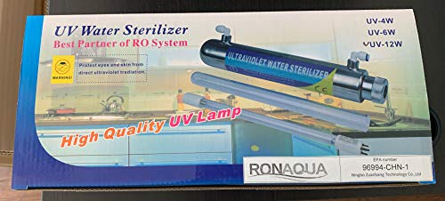 Ultraviolet Light Water Purifier Reverse Osmosis UV Sterilizer 12W, 1GPM