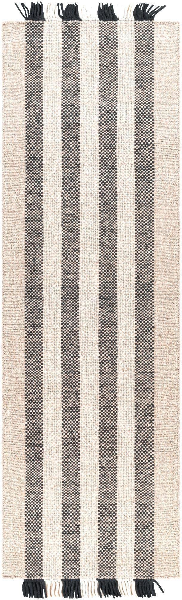 Mark&Day Wool Rugs, 2x8 Lavant Modern Black Runner Area Rug, Black Beige Brown Carpet for Hallway, Kitchen, Bedroom or Living Room (2'6" x 8' Runner)