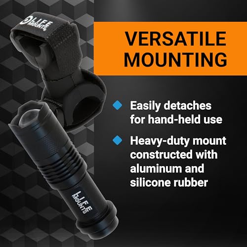 Life Mounts - LED Mounted Bike Light - Stay Safe and Light Your Way - Universal Mount Works with Most Bicycles - Water Resistant and Shockproof - Battery Powered (Battery not Included)