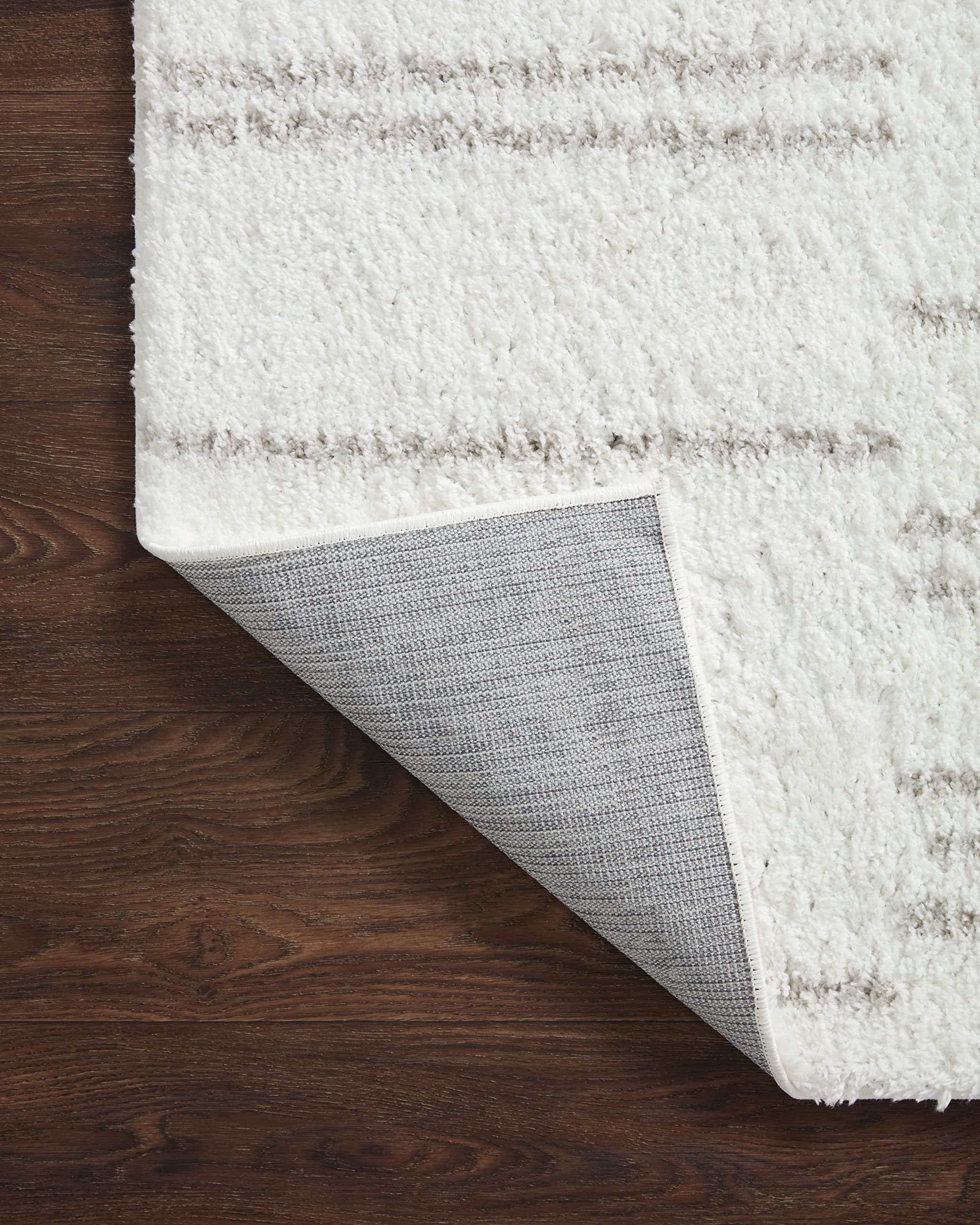 Loloi II Bliss Shag Collection BLS-02 White/Grey 9'-3" x 13' Area Rug