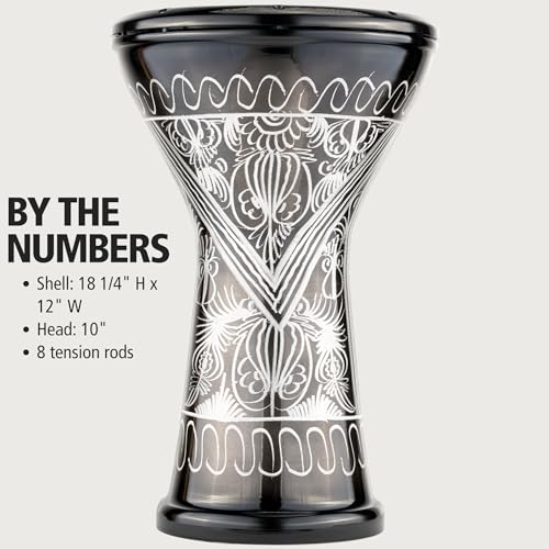 Meinl Percussion Aluminum Bass Doumbek Egyptian Goblet Drum, Hand Engraved — Made in Turkey — Synthetic Head, 2-Year Warranty (HE-3218)