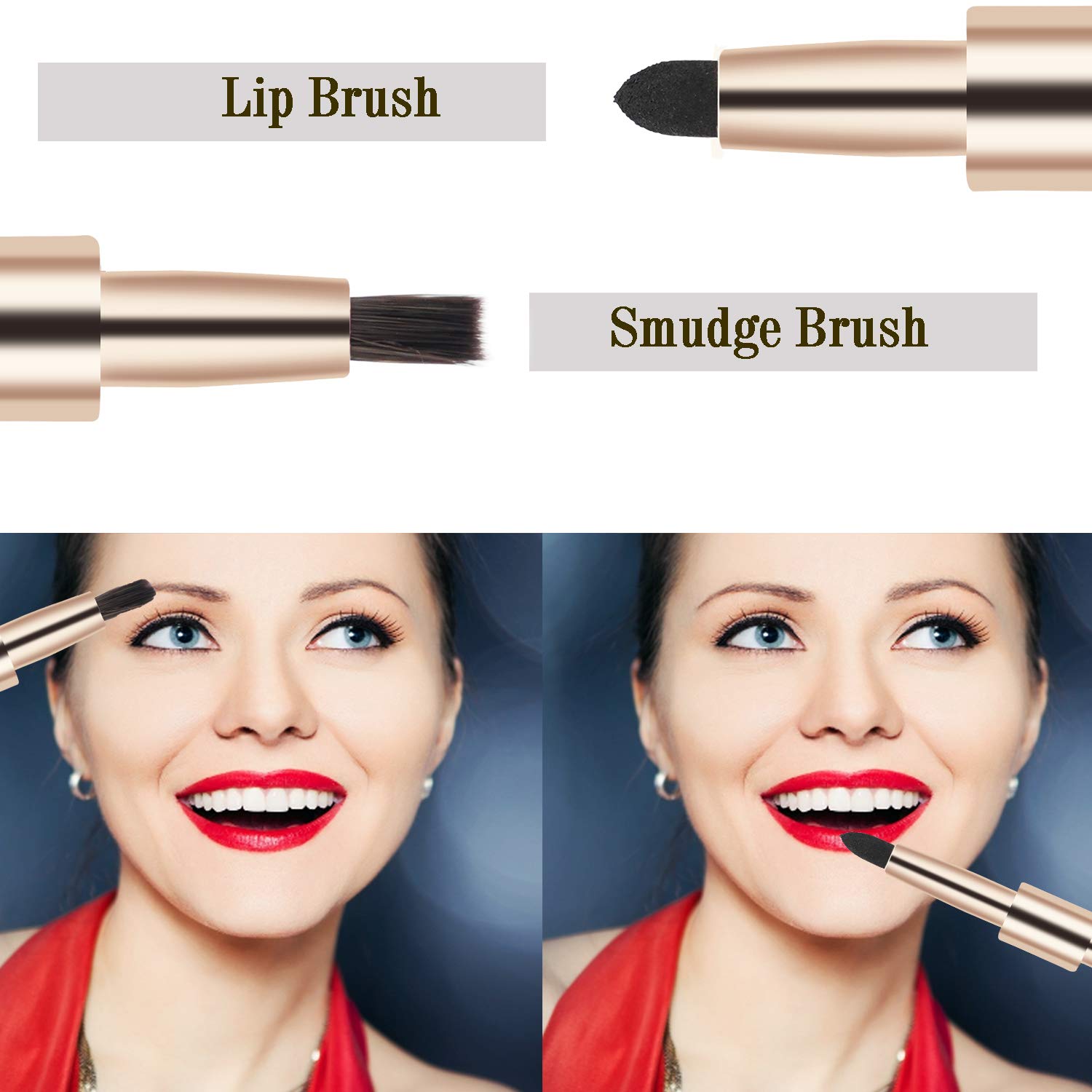 Makeup Brush Mini 4 in 1 Kit for Travel Cosmetic Applicator Foundation Sponges Brushes Valentine's Day Gift, Blending Eyeshadow Concealer Eyeliner Eyebrow
