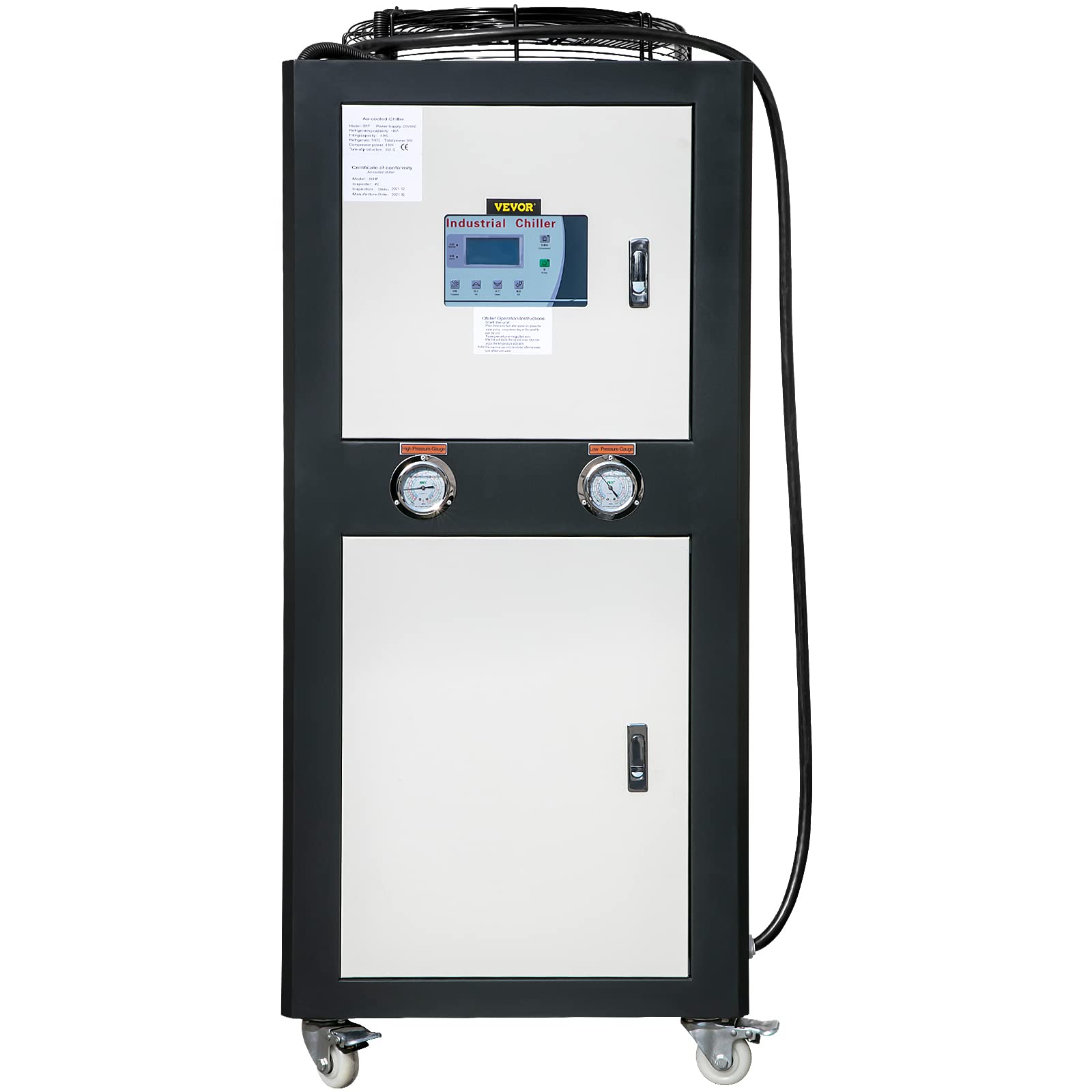 VEVOR Water Chiller 6Ton Capacity, Industrial Chiller 6Hp, Air-Cooled Water Chiller, Finned Condenser, w/Micro-Computer Control, Stainless Steel Water Tank Chiller Machine for Cooling Water