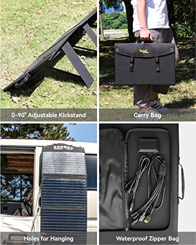 Togo POWER 120W 18V Portable Solar Panel for Jackery/ECOFLOW/BLUETTI/Anker Power Station, IP65 Waterproof Foldable Solar Panel with USB QC3.0 and USB-C for Phones Tablets, Camping, RV, Off Grid