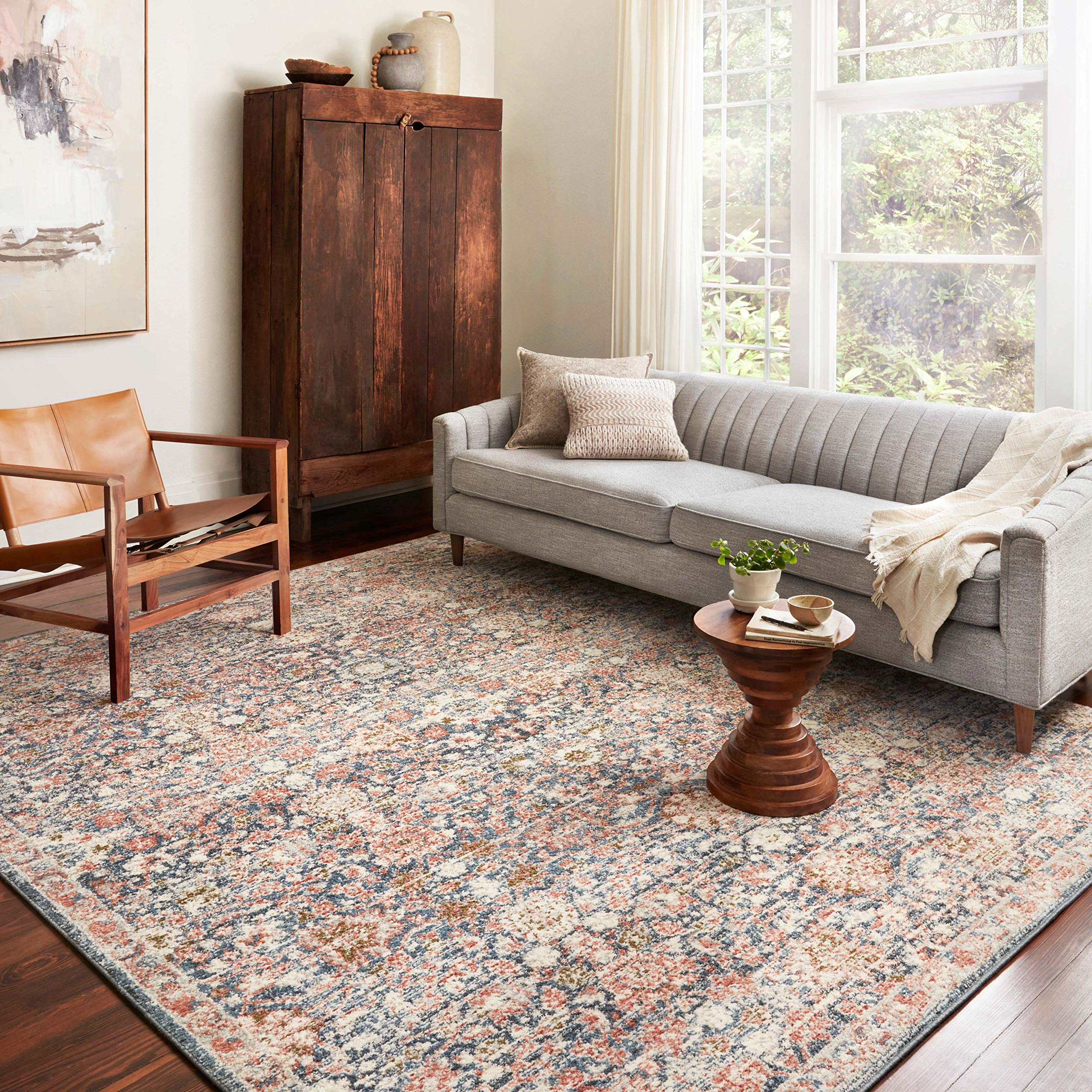Loloi II Saban Collection, SAB-03, Navy/Rust, 9'-4" x 13', Area Rug, Soft, Durable, Moroccan, Persian, Vintage, Non-Shedding, Easy Clean, Living Room Rug