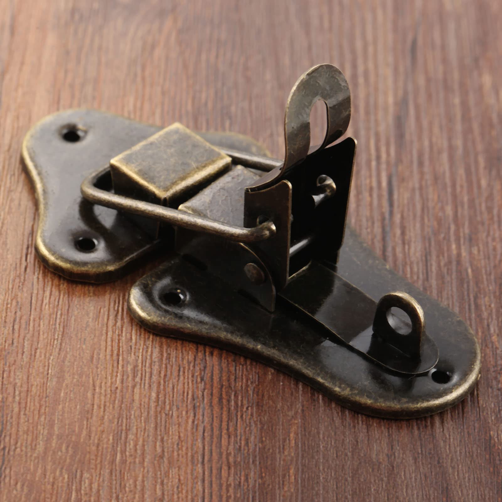Toggle Catch Lock JianLing 2pcs 95x52mm Bronze Iron Hasp Latches with Screws Jewelry Box Hinges Hasp Latch Lock Furniture Hardware Accessories