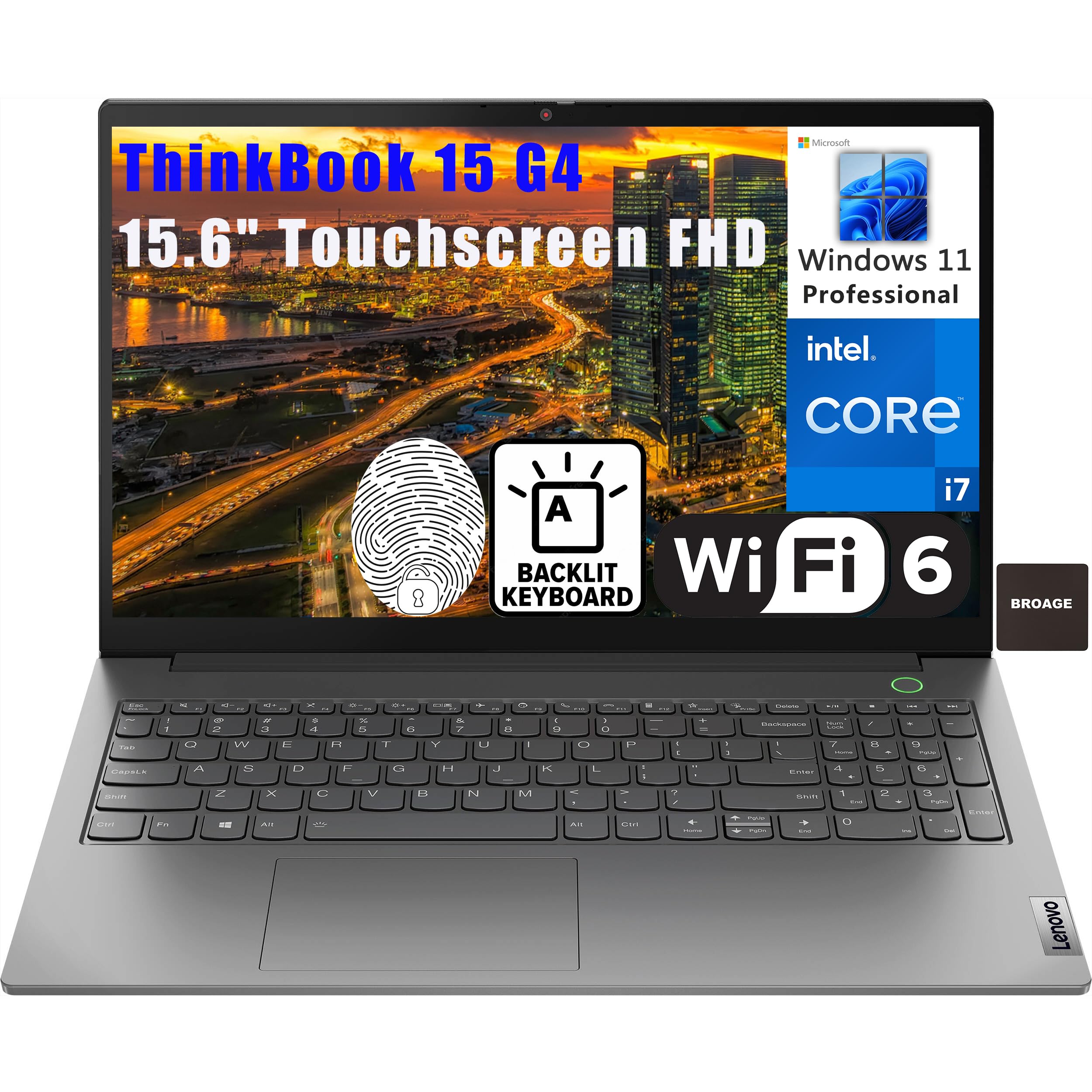Lenovo ThinkBook 15 G4 15.6" Touchscreen FHD Business Laptop Computer, 12th Gen Intel 10-Core i7-1255U, 40GB DDR4 RAM, 4TB PCIe SSD, WiFi 6, Backlit Keyboard, Fingerprint Reader, Windows 11 Pro