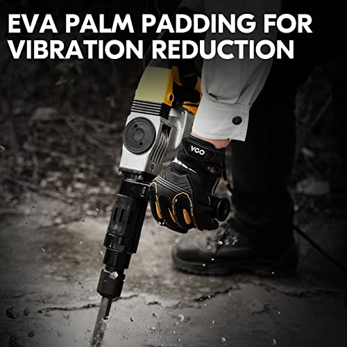 Vgo... 1-Pair Heavy Duty Synthetic Leather Work Gloves, Impact Protection Mechanic Gloves, Rigger Gloves, Vibration Reduction, Touchscreen Capable (Size L, Black, SL8849)