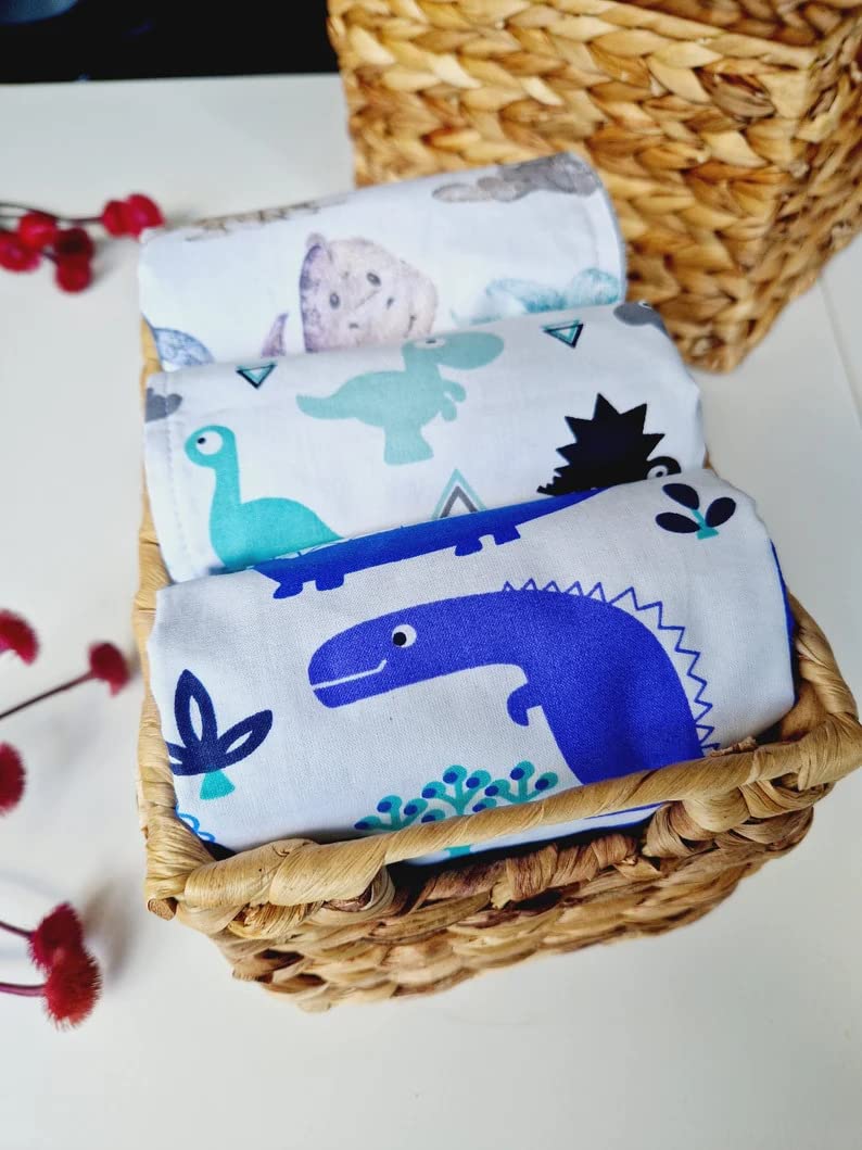 Waterproof Baby Pads - 19.6 X 27.5 Inch Pad For Easy To Clean, Thick, Large Mat Newborn Must Haves Cute Changing Table With Dinosaur Pattern New Born Essentials White 3 Count