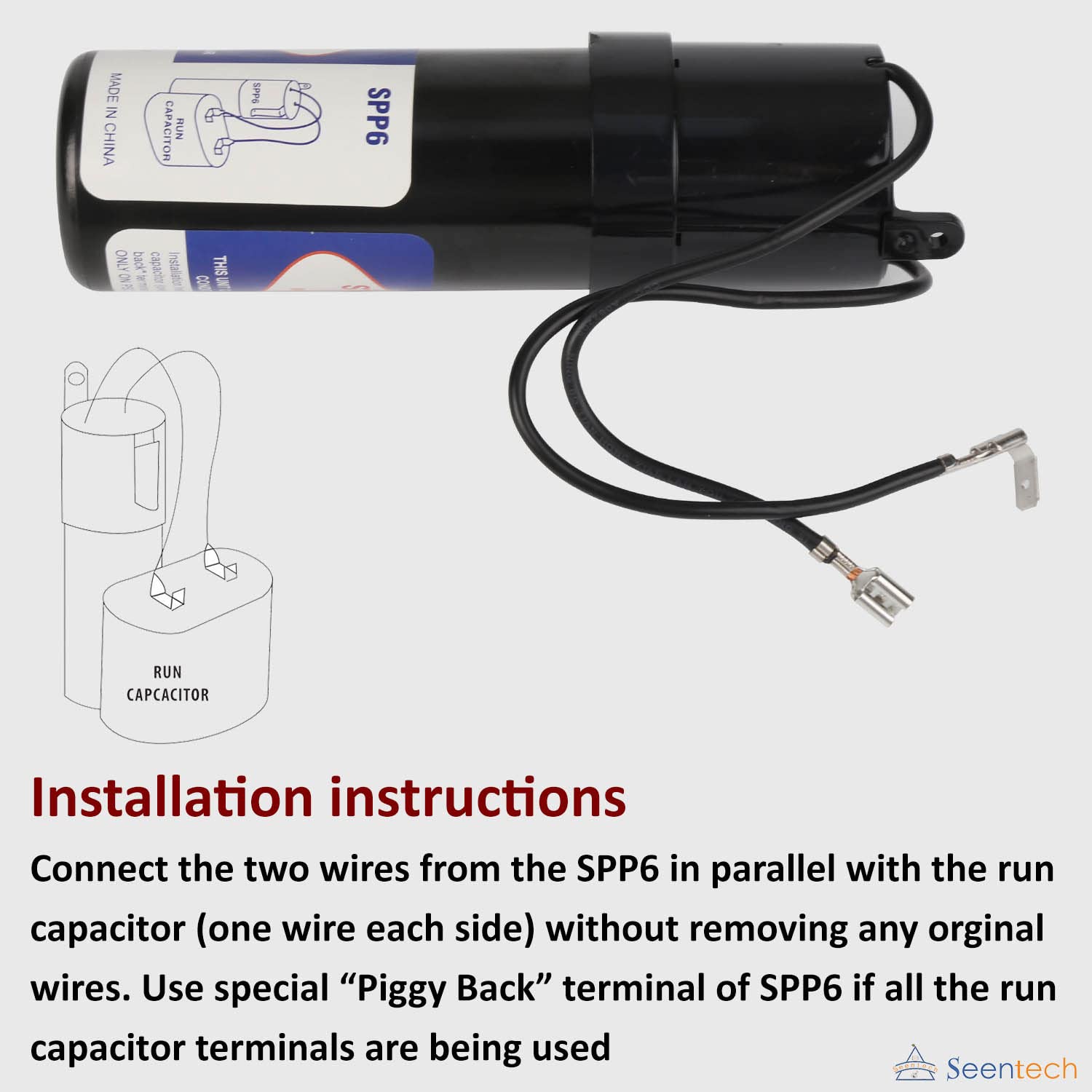 SPP6 Relay/Capacitor Hard Start Kit with 500% Increase Starting Torque for Air Conditioner - Compatible with HVAC Compressor β Replaces SPP6, TJ90HS6,AP4502872,35702, DST-6, ERPP6, HS6, HS650