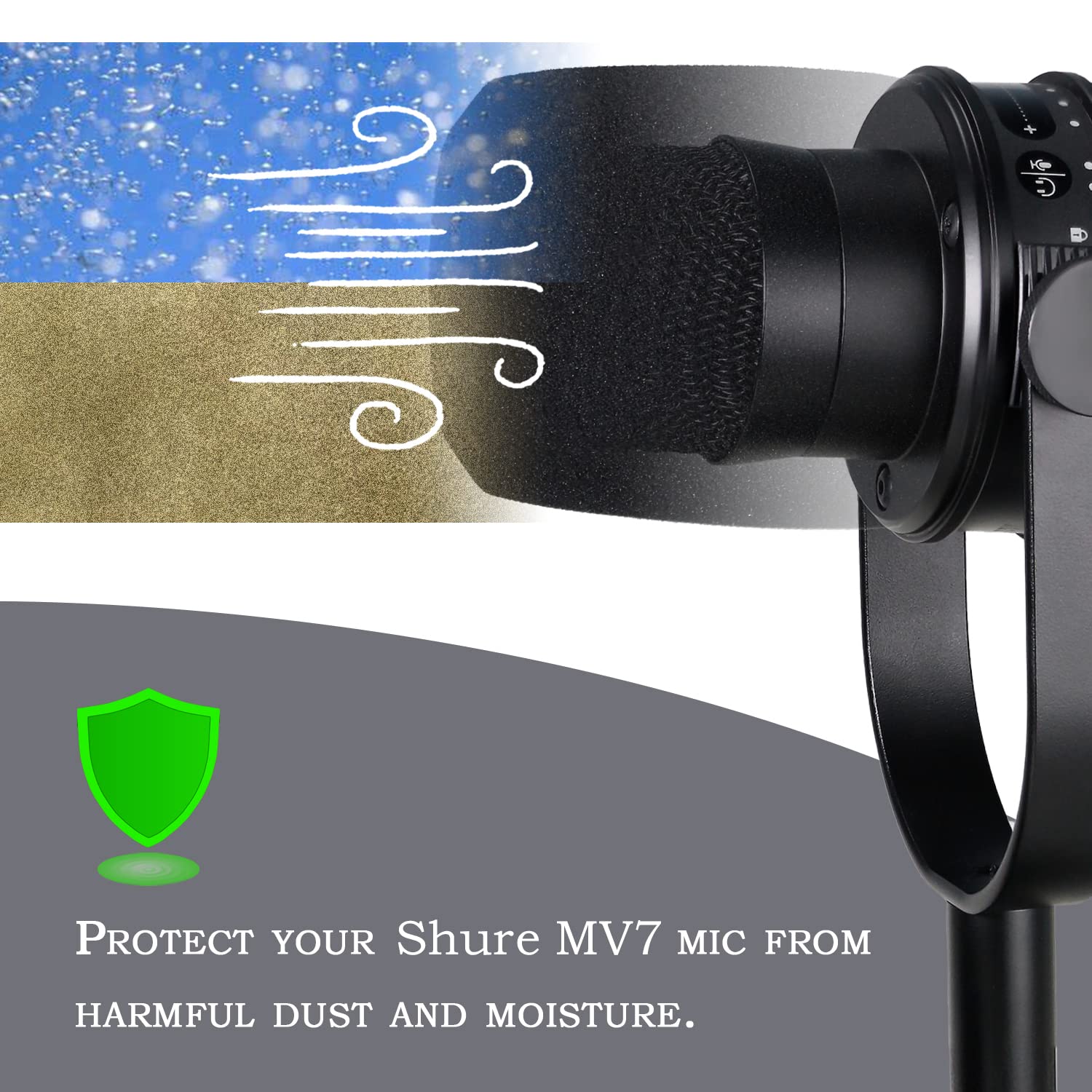 Microphone Pop Filter Compatible with Shure MV7 Microphone - Mic Foam Windscreen Cover for MV7 Microphone to Blocks Out Plosives by YOUSHARES