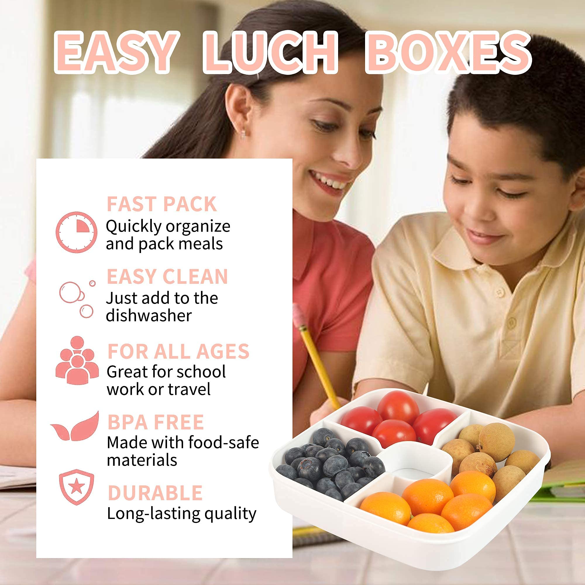 shopwithgreen 52 OZ to Go Salad Container Lunch Container, BPA-Free, Berry Boxes Keep Fresh Produce Saver Food Storage Containers with Leak-proof Lids - Clear, 68oz,Microwave Safe (Pink)