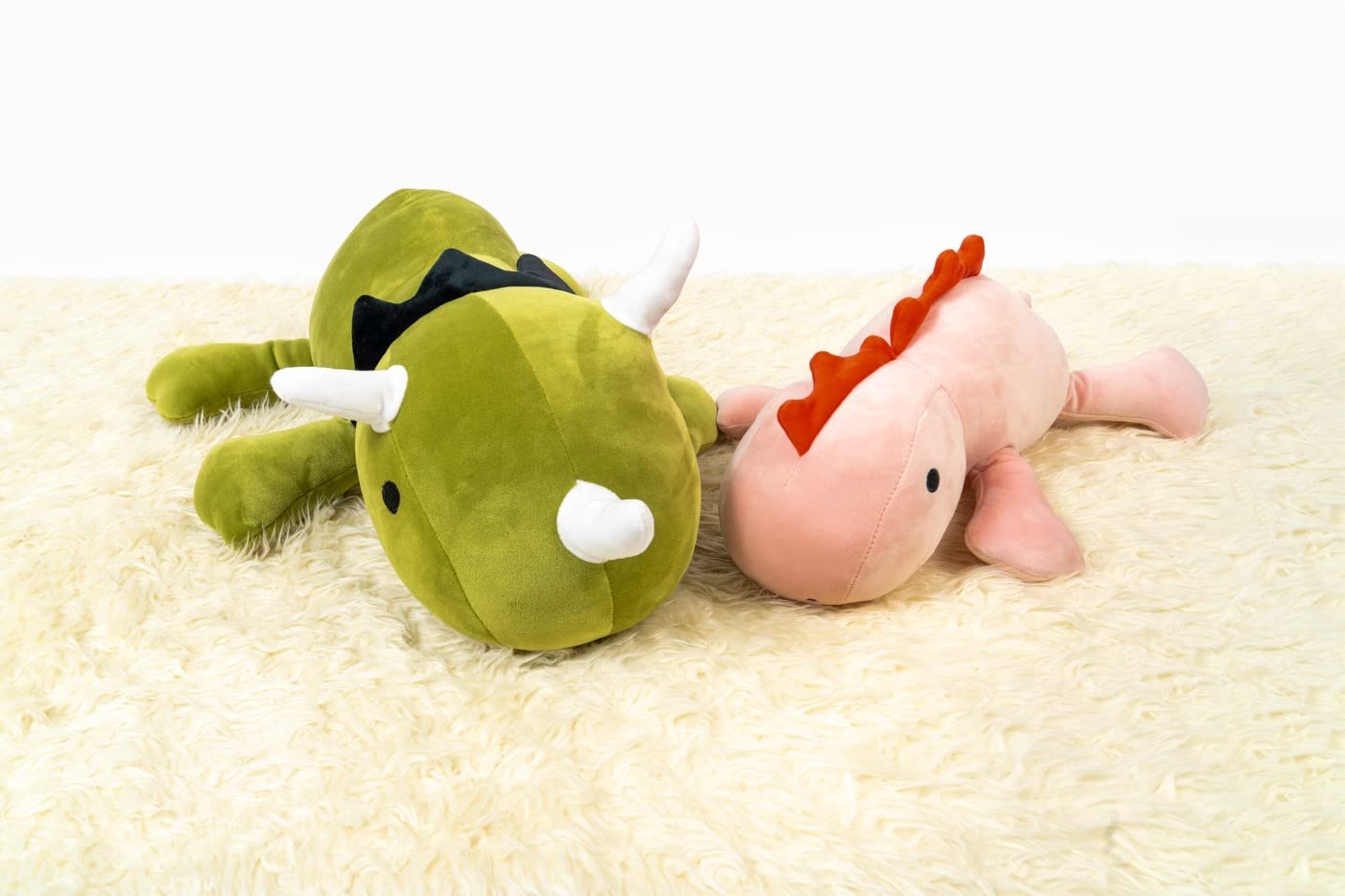 TOYS-US Weighted Dinosaur Plush - 24" 3.5 Lbs Green and 17" 2 Lbs Pink Weighted Dino - Anxiety Stuffed Animals - Weighted Stuffed Animals – Dinosaur Plush – Throws Pillows- 2 Pack