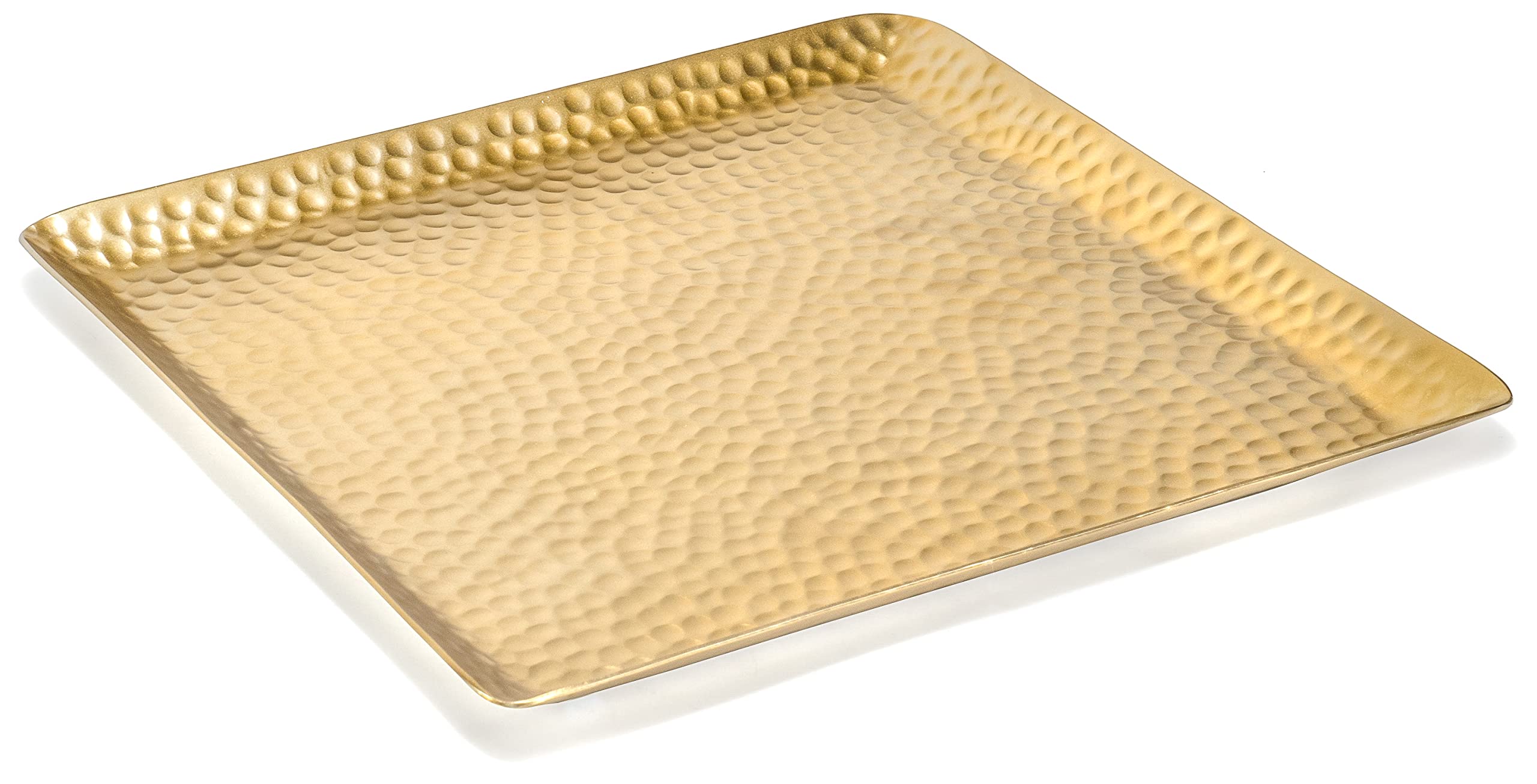 Red Co. 11.25 inch Square Large Gilded Aluminum Hammered Decorative Serving Tray