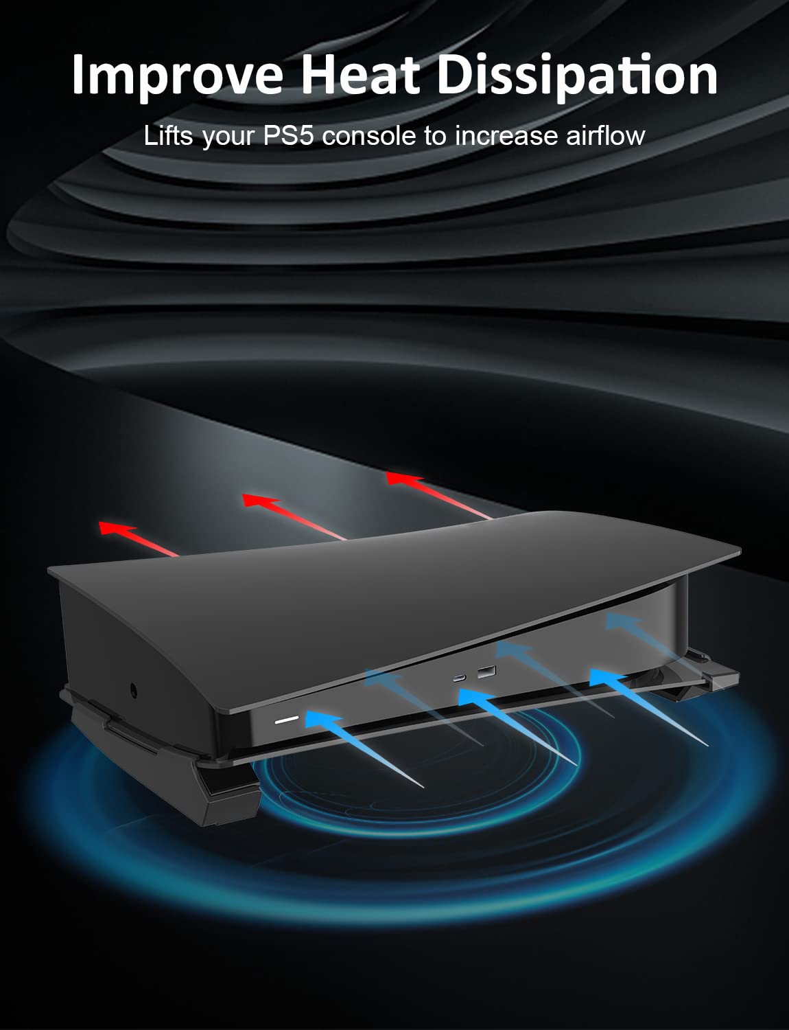 NexiGo PS5 Horizontal Stand with Controller Charger, PS5 Charging Station with LED Indicator, Fast Charging, PS5 Base Stand Compatible with Disc & Digital Editions