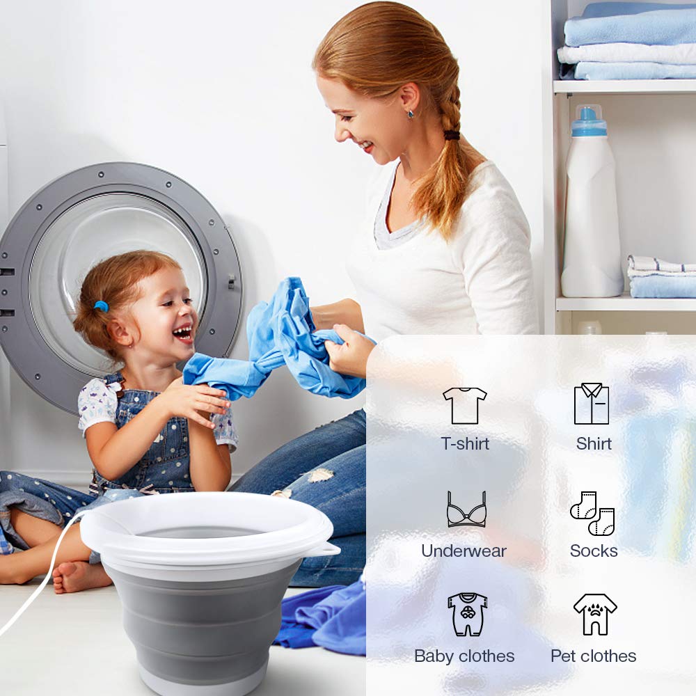 Mini Washing Machine, Ultrasonic Turbine Washer, Foldable Laundry Tub With USB Powered, Portable Compact Personal Baby Clothes Washer for Home Travel Apartments Dorms Socks Underwear Bra